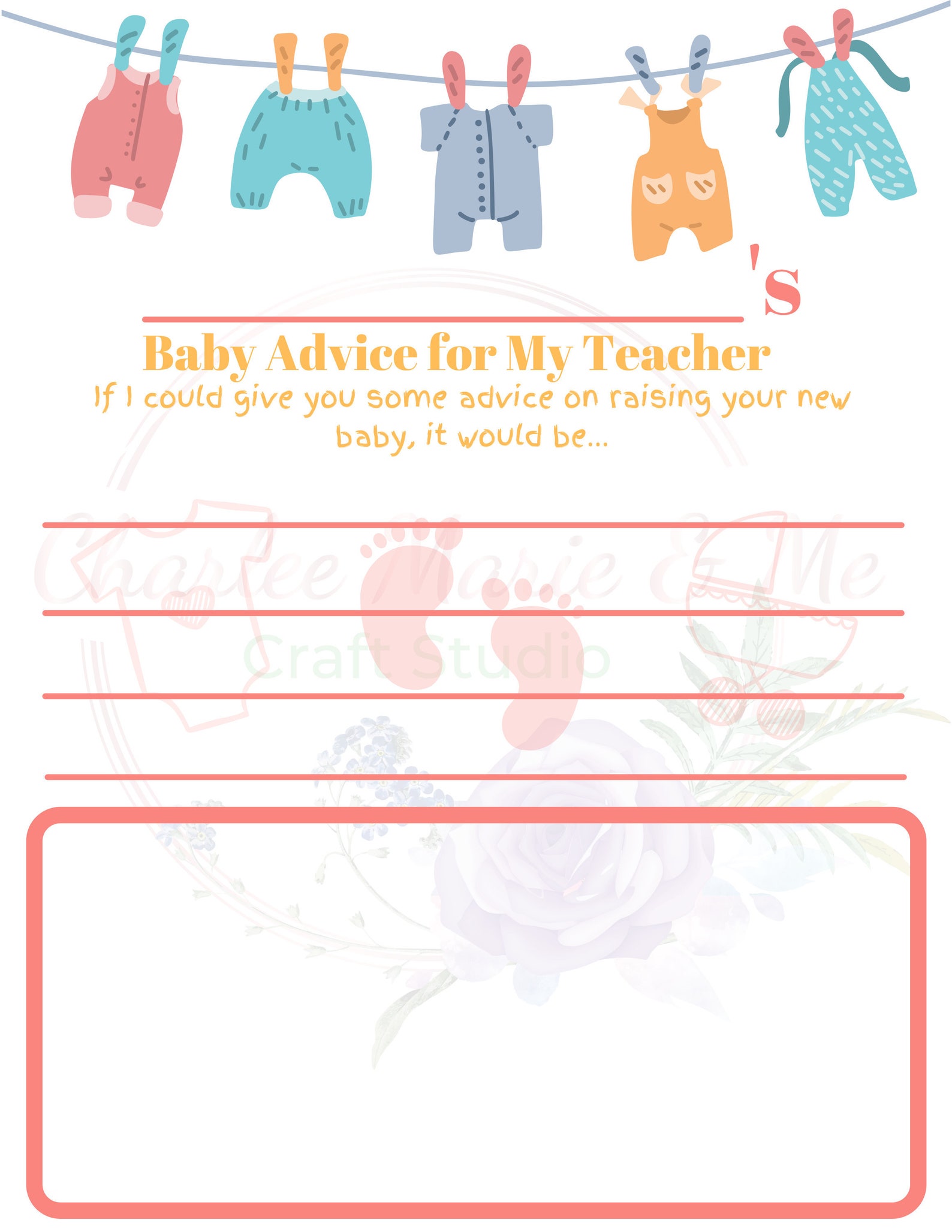 Baby Advice for My Teacher Printable, Baby Advice Book, Pregnant ...