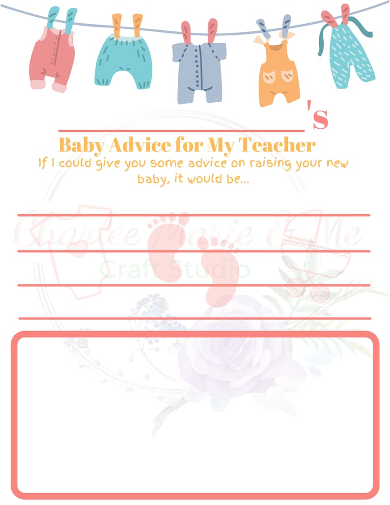 Baby Advice for My Teacher Printable Baby Advice Book | Etsy