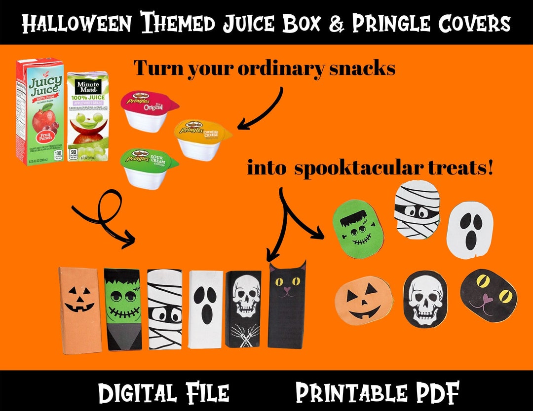 Halloween Snack Labels, Halloween Juice Box Covers, Halloween Chip ...