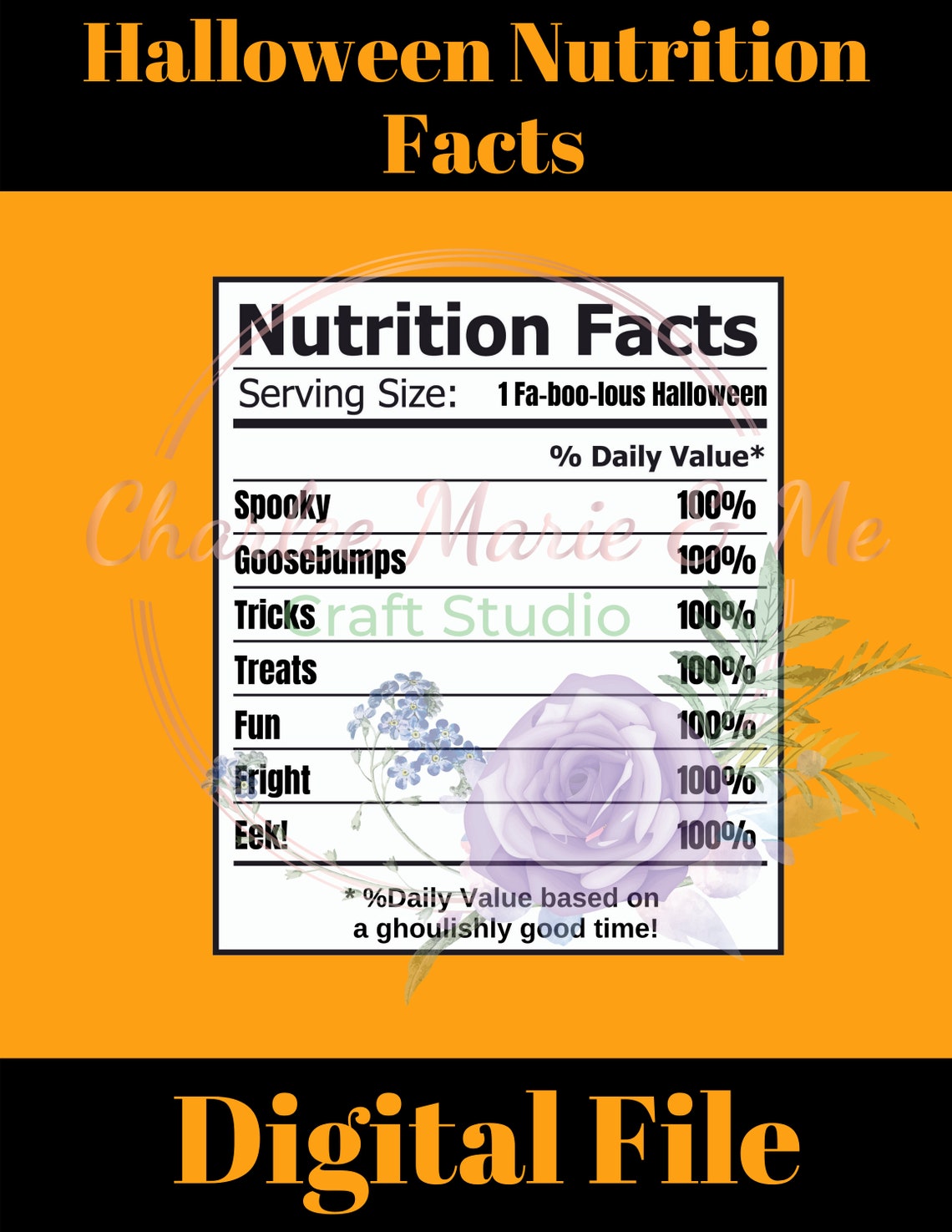 Halloween Nutrition Facts Label, Silly Halloween Food Label, Fun ...