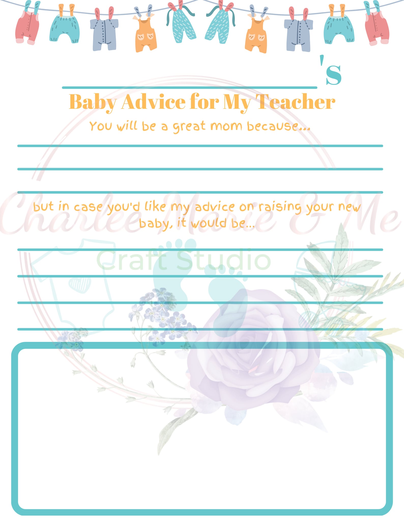Baby Advice for My Teacher Printable, Baby Advice Book, Pregnant ...