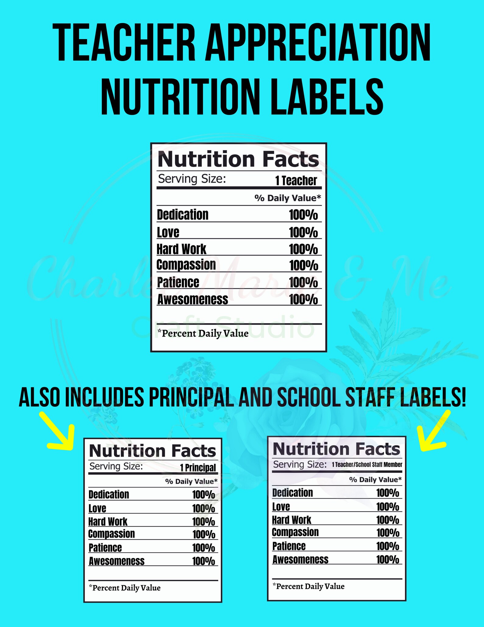Teacher Nutrition Facts PNG, Funny Nutrition Label, Principal and ...