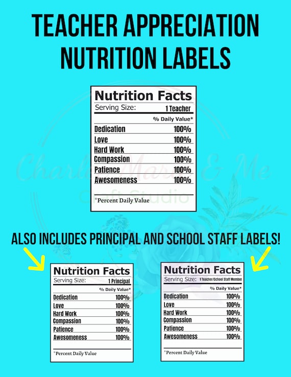 Teacher Nutrition Facts PNG Funny Nutrition Label Principal | Etsy