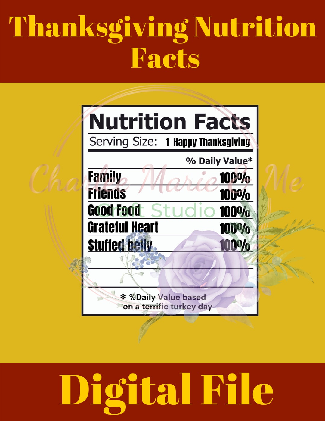 Thanksgiving Nutrition Facts Label, Silly Thanksgiving Nutrition Facts ...