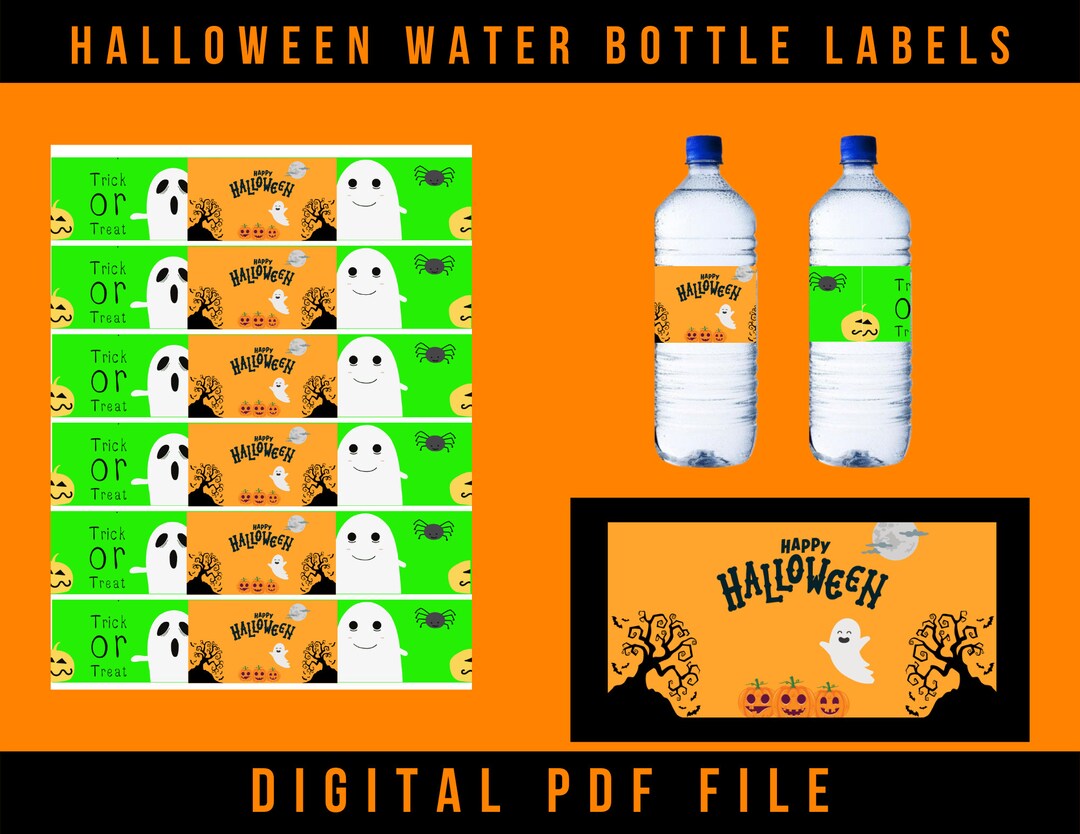Printable Halloween Water Bottle Labels, Print at Home Halloween Labels ...