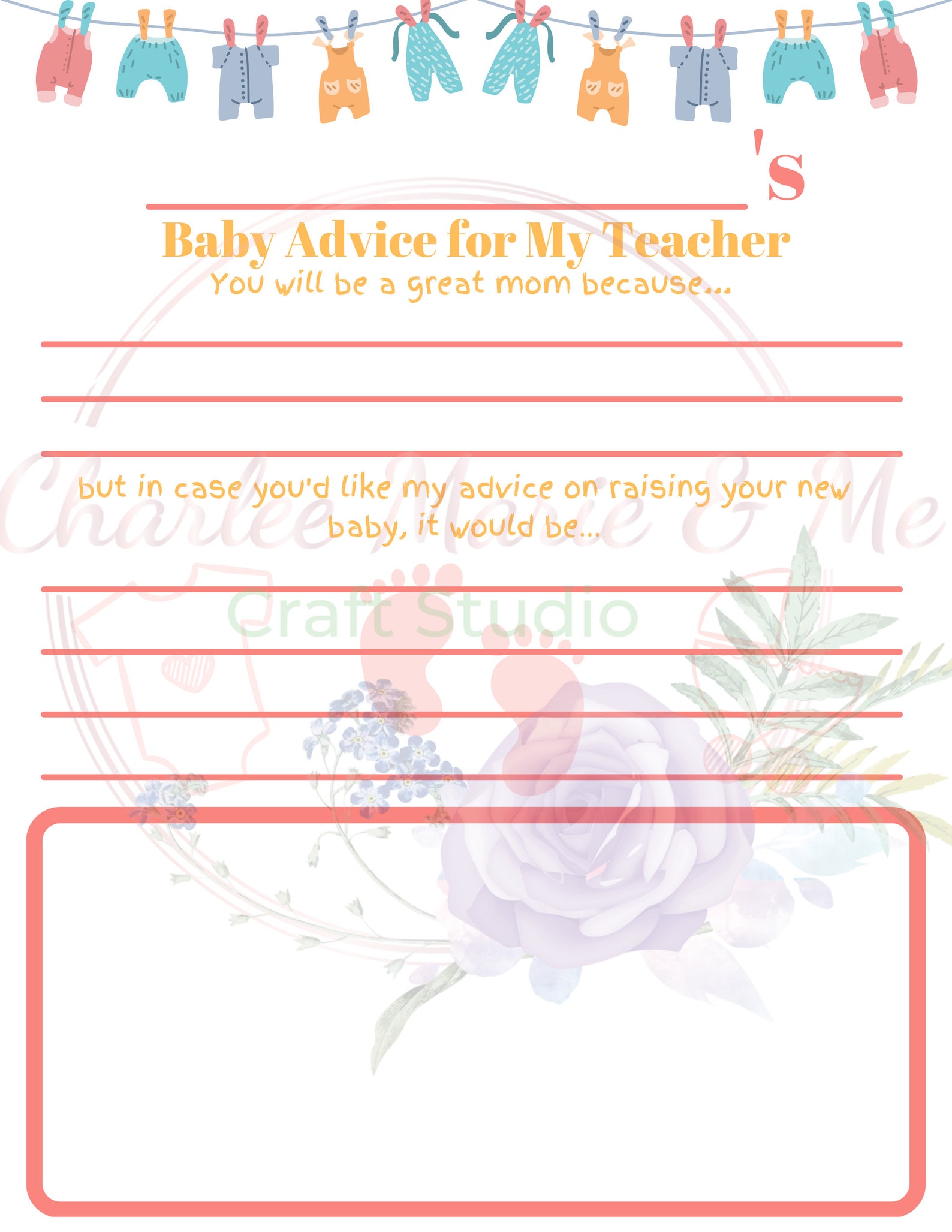 Baby Advice for My Teacher Printable, Baby Advice Book, Pregnant ...