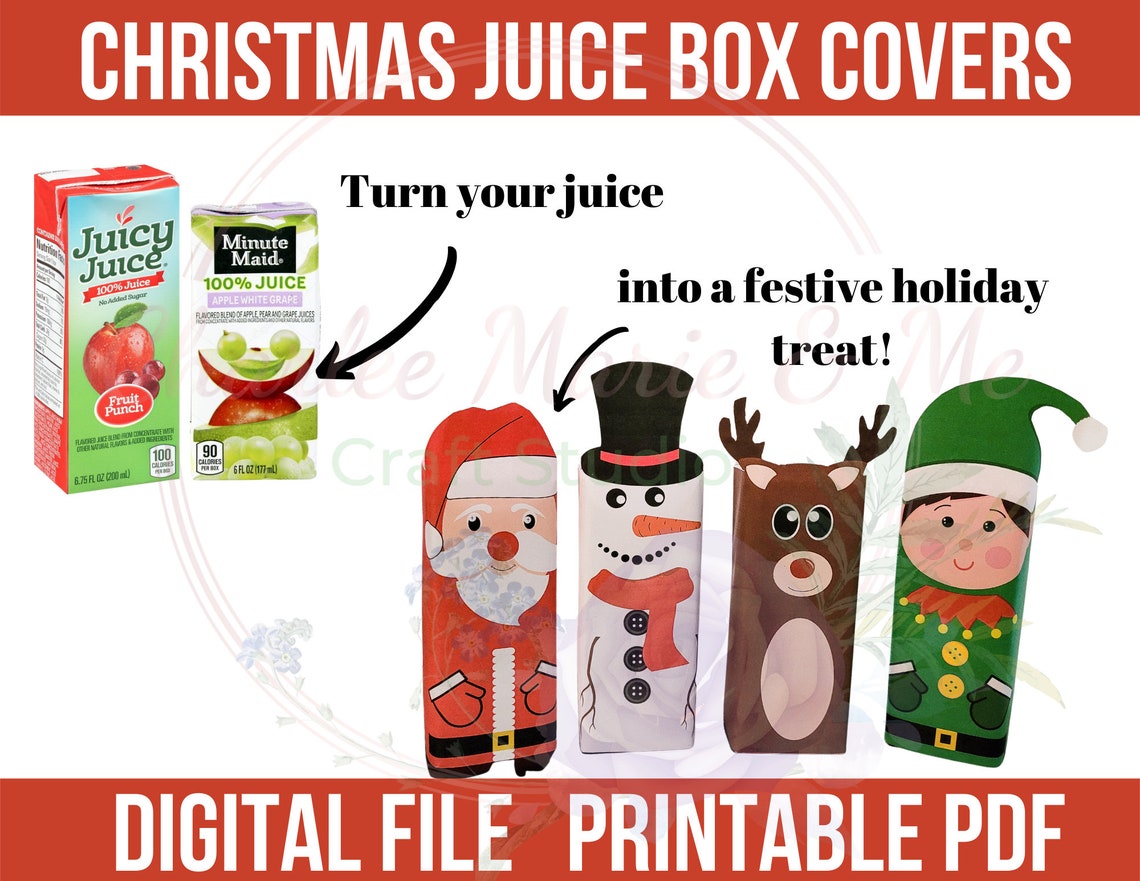 Christmas Drink Labels Juice Box Covers Christmas Juice - Etsy