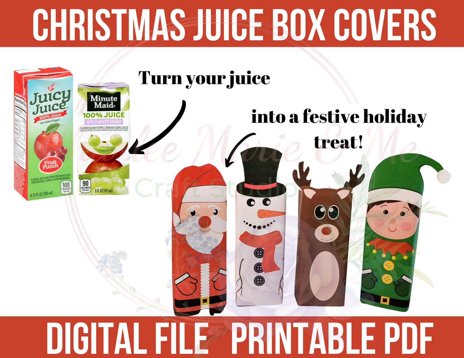 Christmas Drink Labels Juice Box Covers Christmas Juice | Etsy