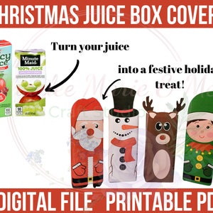 Christmas Drink Labels, Juice Box Covers, Christmas Juice Wrappers ...