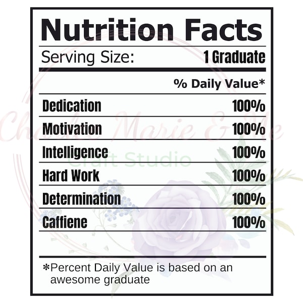 Graduation Nutrition Facts Png - Etsy