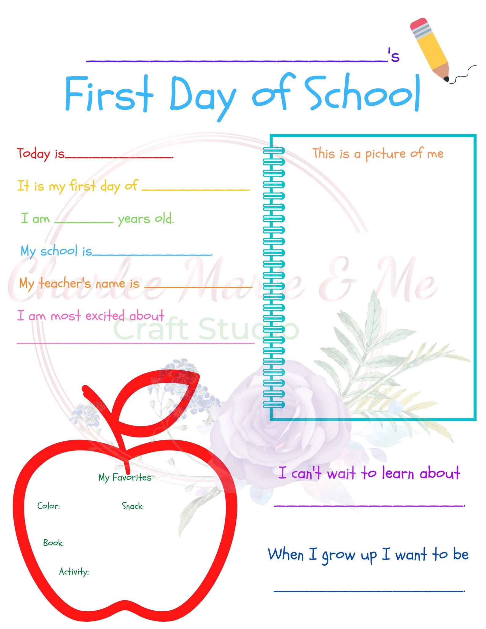 First Day of School Questionnaire, First Day of School Interview, First ...