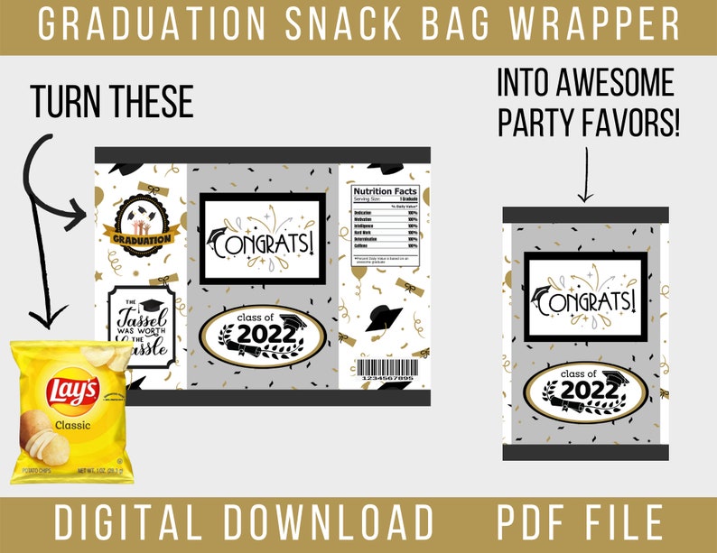 Graduation Snack Bag Wrapper, Graduation Party Favors, Graduation Chip ...