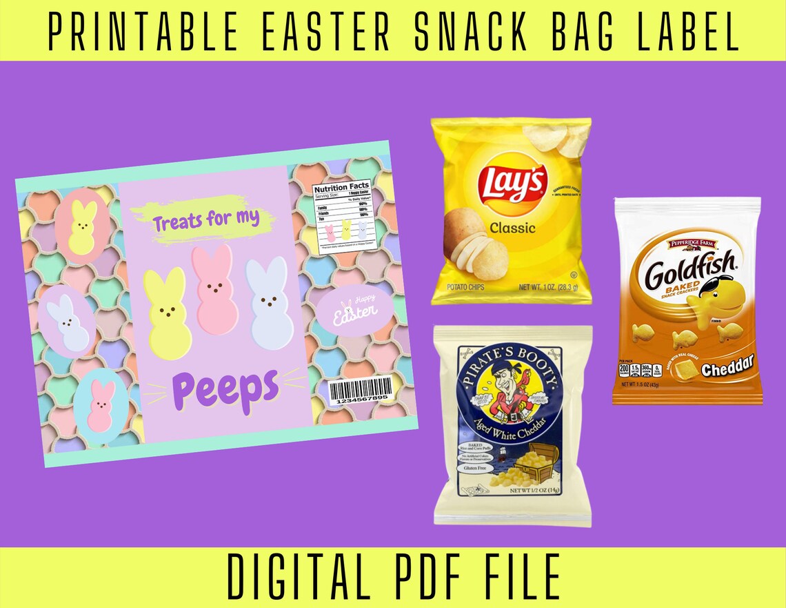 Treats for My Peeps Easter Chip Bag Label Snack Bag Label - Etsy