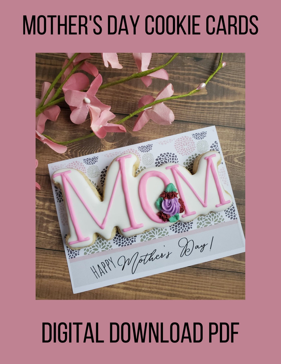Mother's Day Cookie Card. 5x3.5"cookie Card, Mother's Day Cookie ...