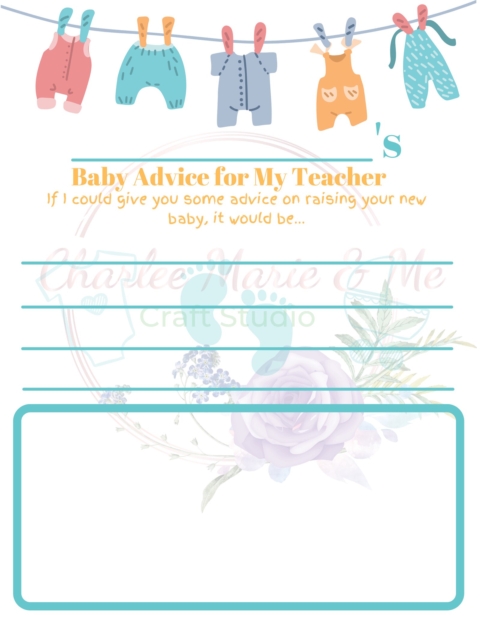 Baby Advice for My Teacher Printable, Baby Advice Book, Pregnant ...