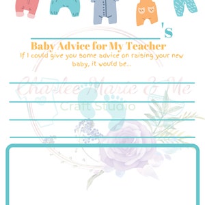 Baby Advice for My Teacher Printable, Baby Advice Book, Pregnant ...