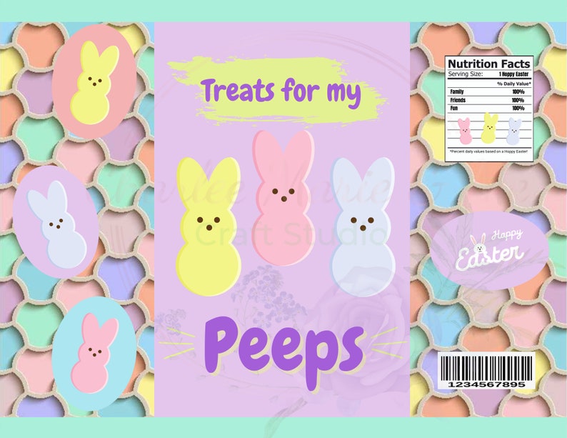 Treats for My Peeps, Easter Chip Bag Label, Snack Bag Label, Chip Bags ...
