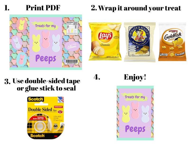 Treats for My Peeps, Easter Chip Bag Label, Snack Bag Label, Chip Bags ...
