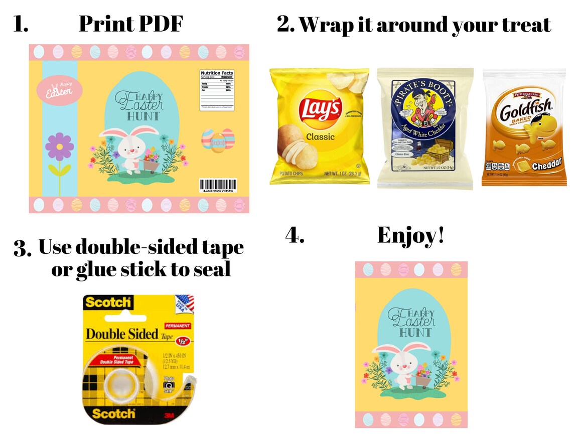 Easter Chip Bag Label, Chip Bags, Easter Snack Label, Snack Labels ...