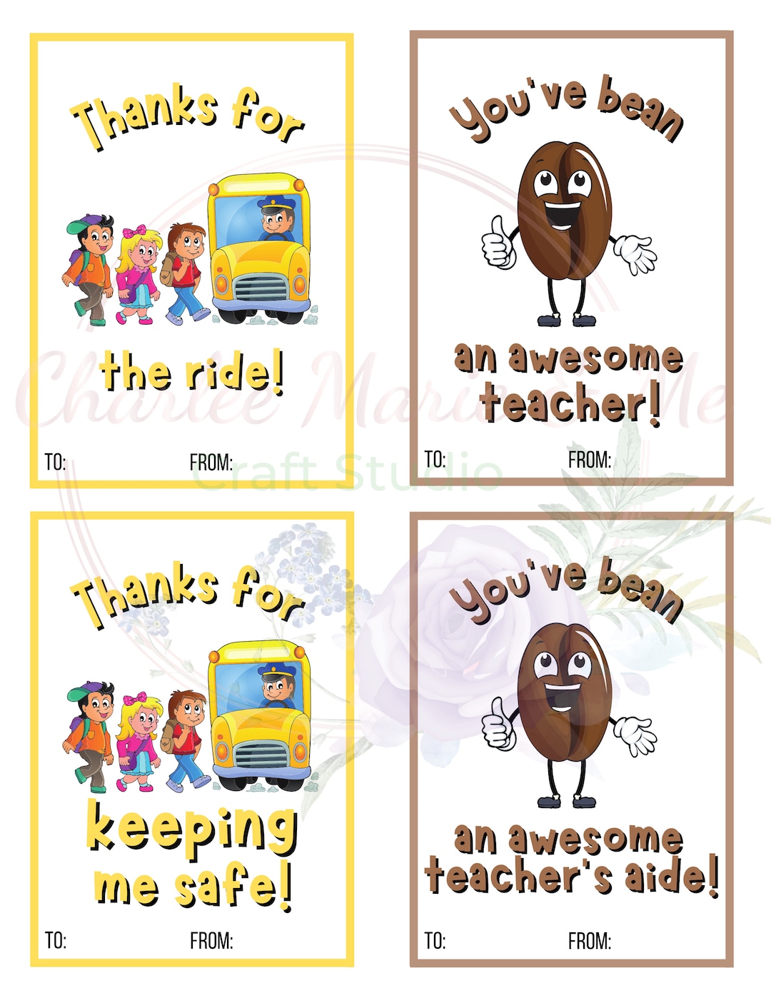 Bus Driver Thank You, Bus Monitor Thank You, Teacher Thank You, Teacher ...