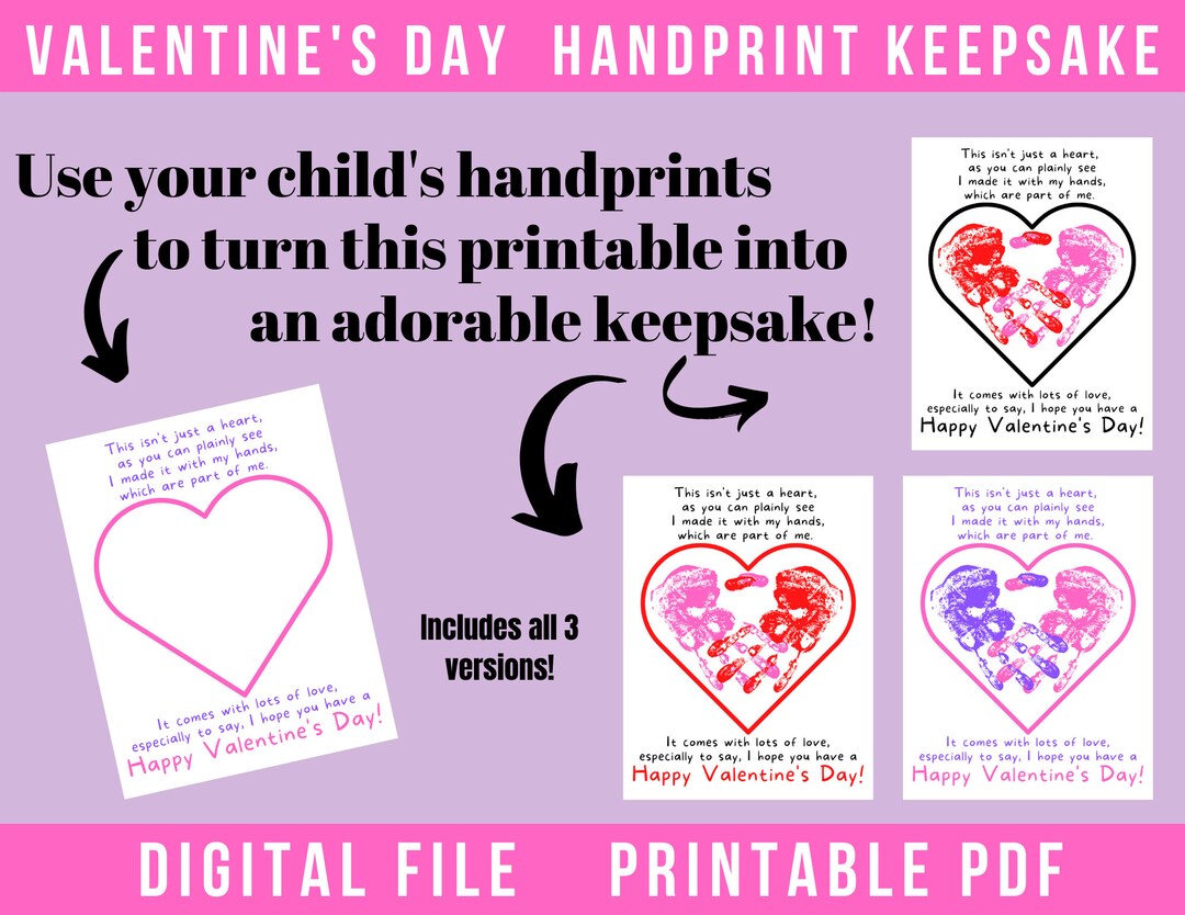 Valentine's Day Printable, Valentine's Day Handprints, Handprint Art ...