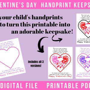 Valentine's Day Printable, Valentine's Day Handprints, Handprint Art ...