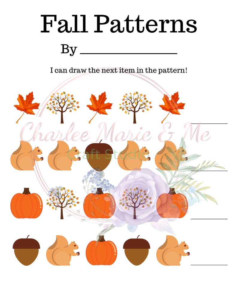 Fall Patterns Worksheet Pre-k Pattern Worksheet Preschool - Etsy