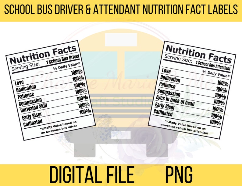 Bus Driver Nutrition Facts PNG, Bus Attendant Nutrition Facts PNG, Bus ...