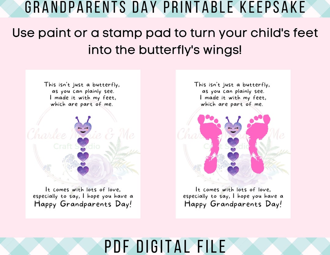 Grandparents Day Printable, Grandparents Day Keepsake, Footprint Art ...