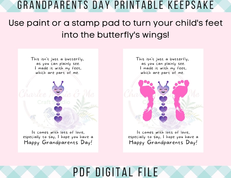 Grandparents Day Printable, Grandparents Day Keepsake, Footprint Art ...