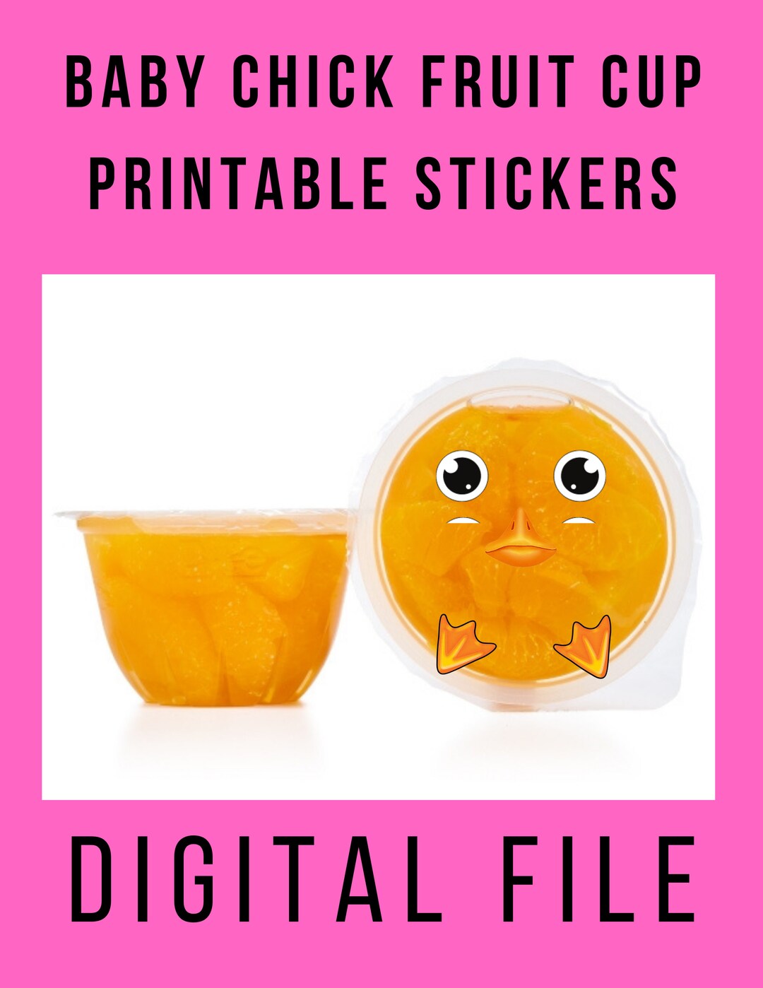 Baby Chick Sticker File, Easter Sticker File, Fruit Cup Label, Fruit ...