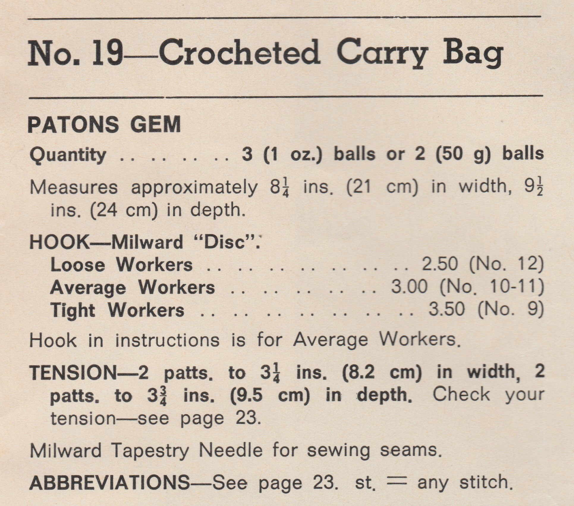 Vintage Crocheted Carry Bag Pattern - Etsy