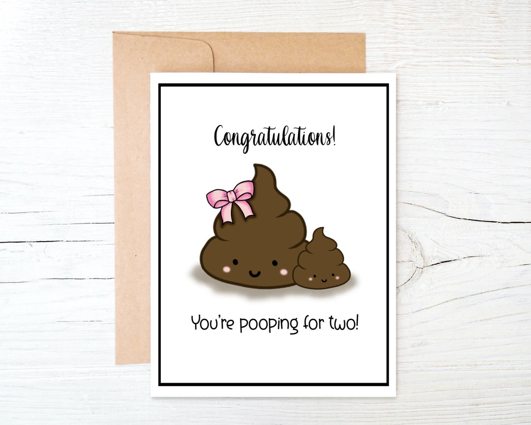 Pregnancy Congratulations Card Pooping for Two Funny - Etsy