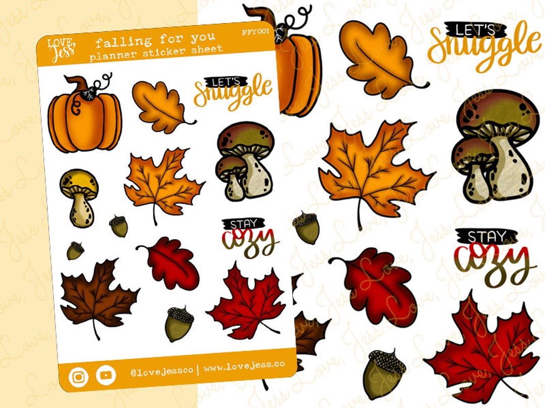 Fall Planner Stickers, Fall Sticker Sheet, Pumpkin Stickers, Fall ...