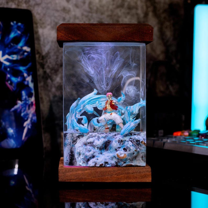 Akaza Demon Slayer Resin Lamp – Upper Moon Three Anime Diorama Night ...