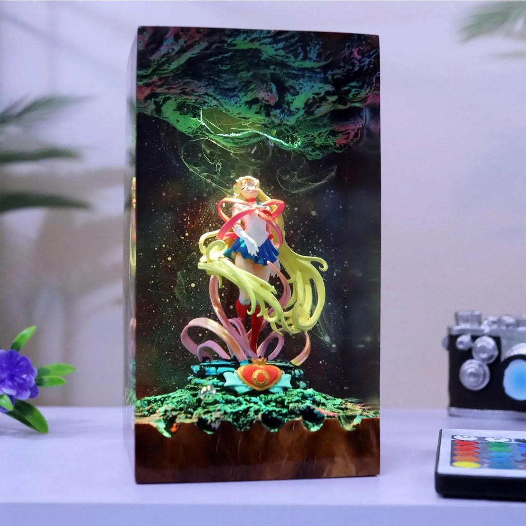 Usagi Sailor Moon Resin Lamp, Magical Girl Anime Decor, Handmade Moon ...