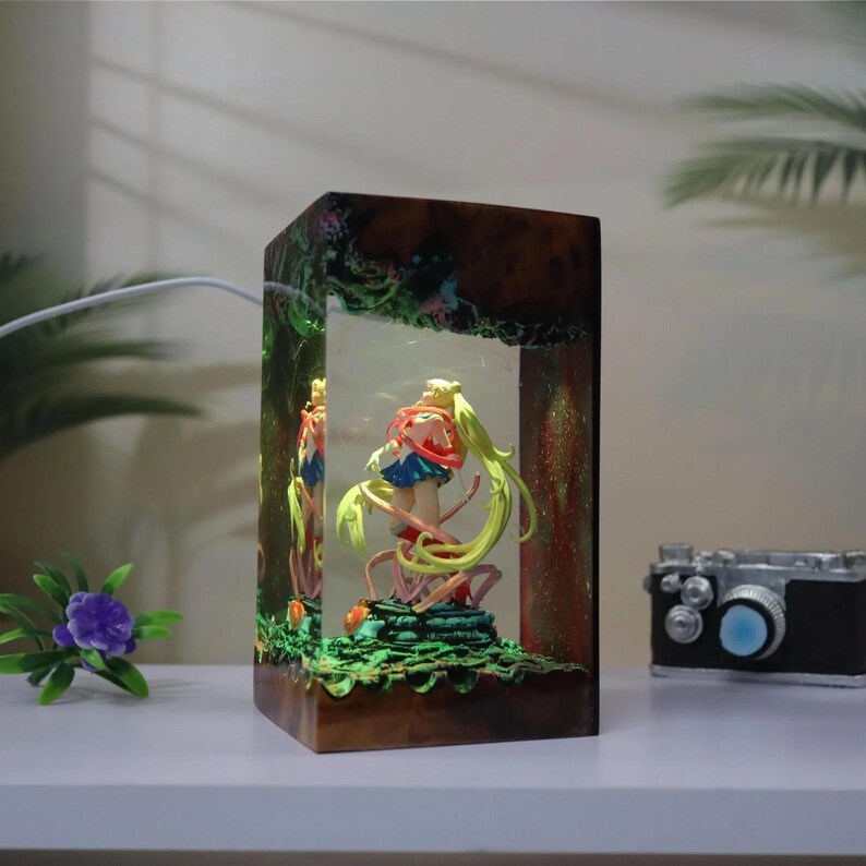 Usagi Sailor Moon Resin Lamp, Magical Girl Anime Decor, Handmade Moon ...