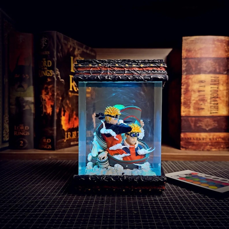 Naruto Evolution of the Hokage Resin Lamp, LED Anime Diorama Night ...