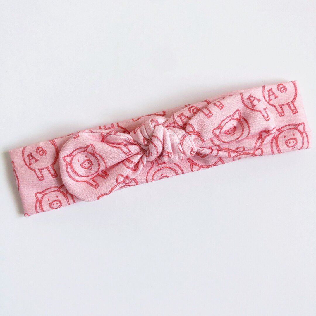 PINK Rounded Sketch Pig Knot Headband - Etsy