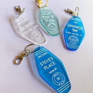 Choose Color & Text - Transparent Colors -vintage Motel/hotel Keychain ...