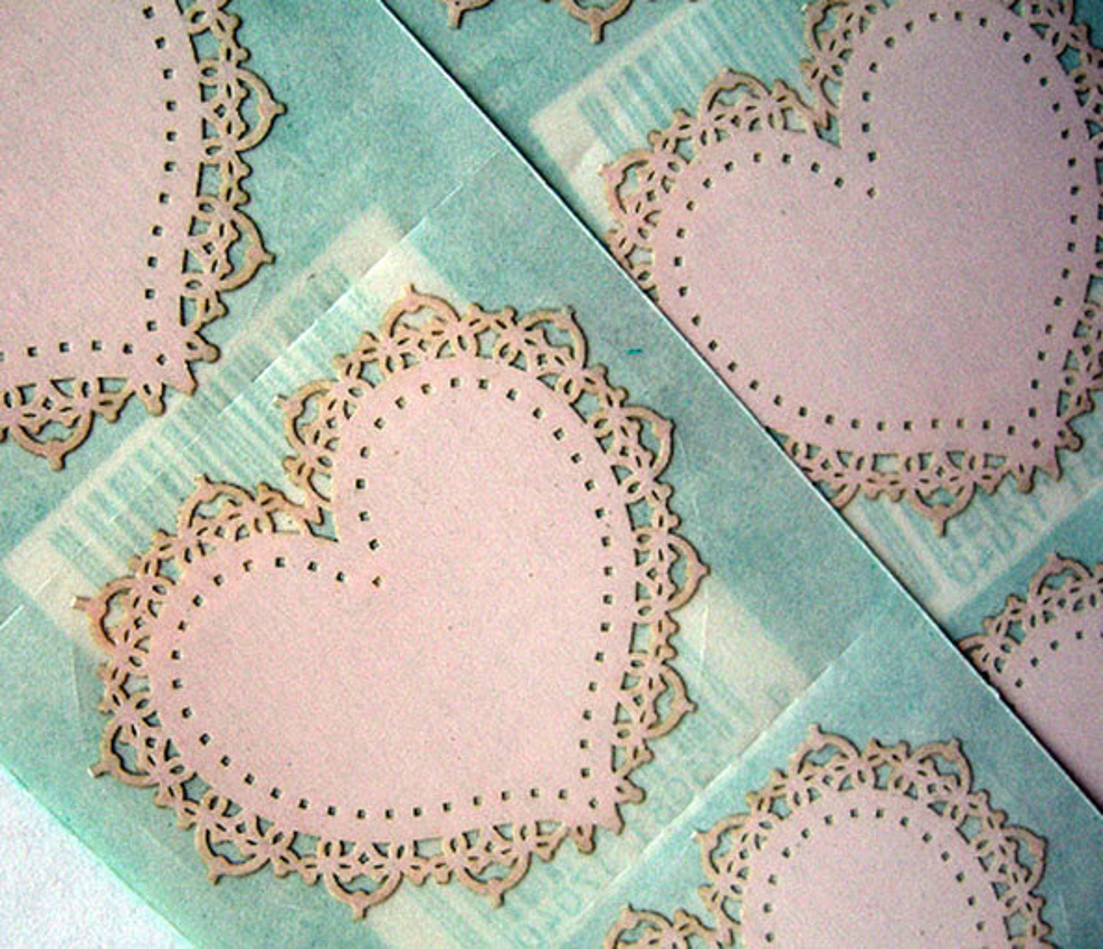 Sweet & Elegant Lacey Looking Paper Heart Stickers Pale Pink | Etsy