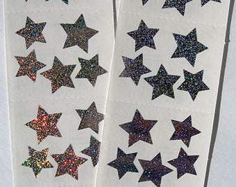 Silver Star Stickers - Etsy