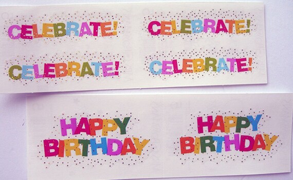 Happy BIRTHDAY & CELEBRATE Expression Stickers Sparkly | Etsy