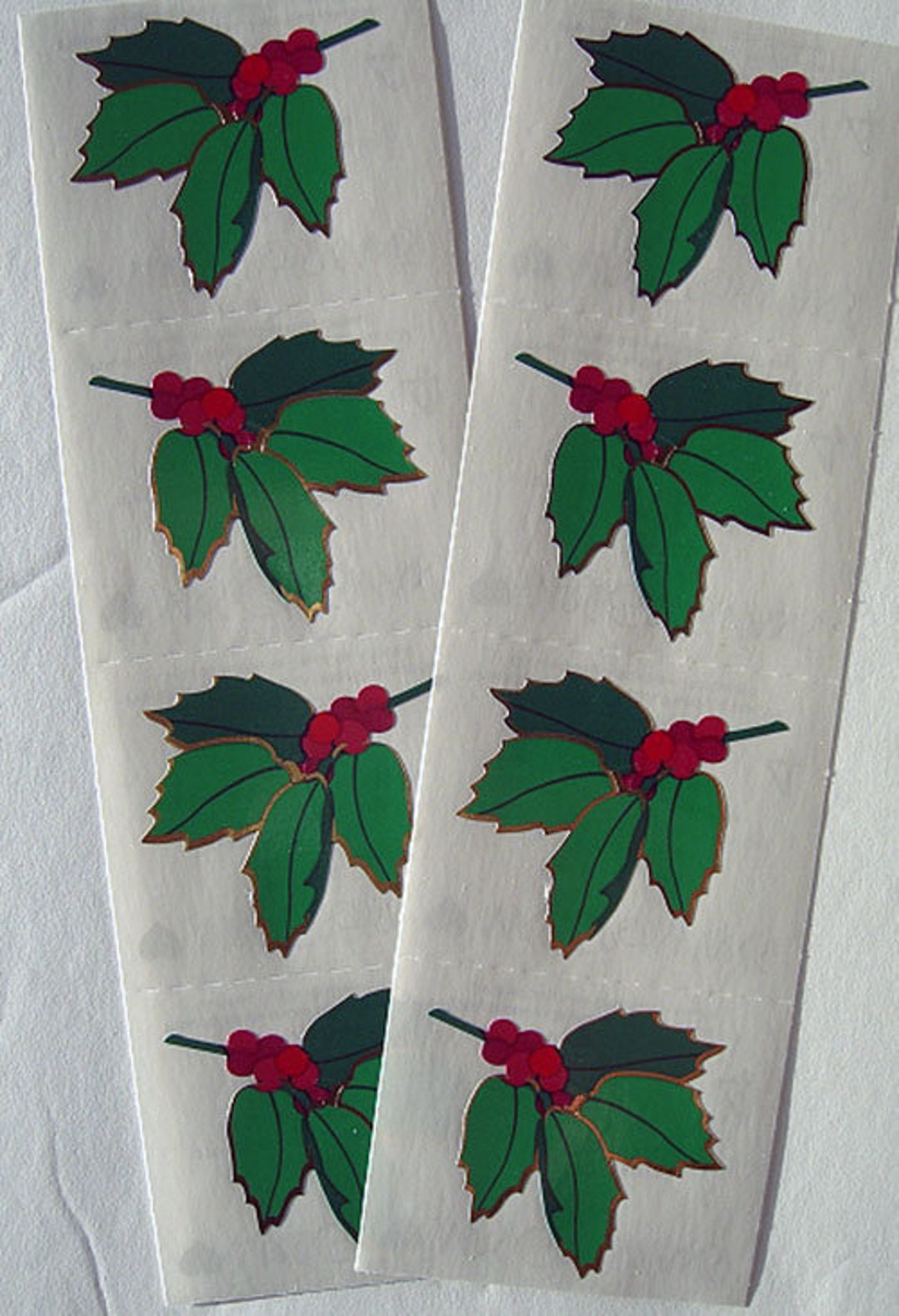 CHRISTMAS HOLLY Stickers W/ Gold Reflective Accent ~ Mrs. Grossman's 2 ...