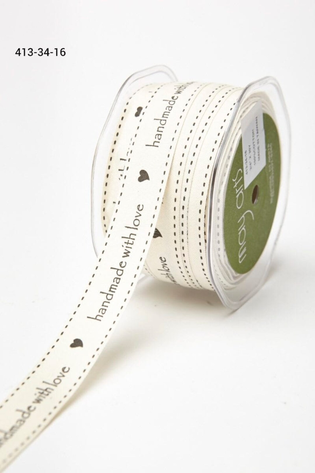 3/4 Inch Printed Ribbon Ivory Canvas Ribbon With Woven Edge - MAY ARTS ...