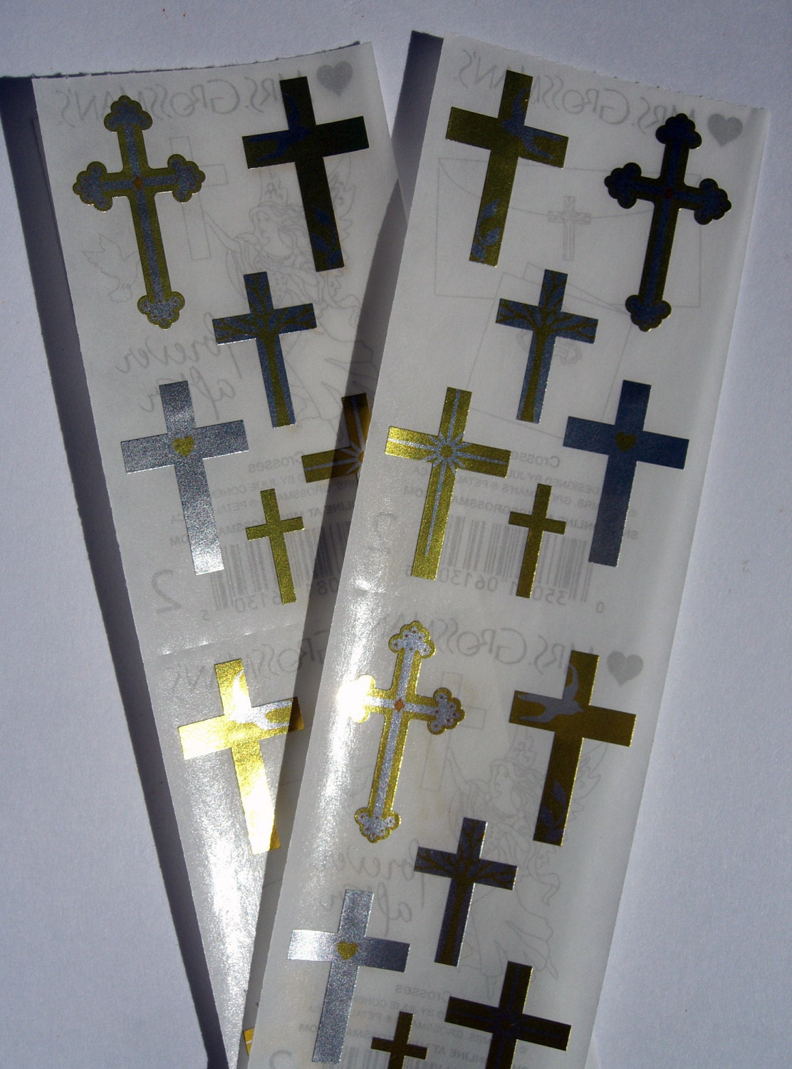 Scrapbook Sticker CROSS Stickers Gold/Silver Metallic Mrs. | Etsy
