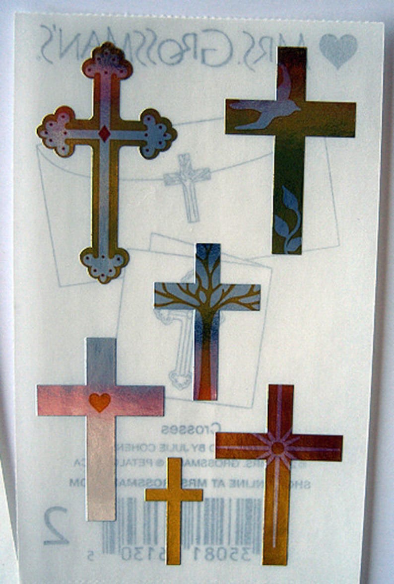 Scrapbook Sticker CROSS Stickers Gold/silver Metallic Mrs. - Etsy