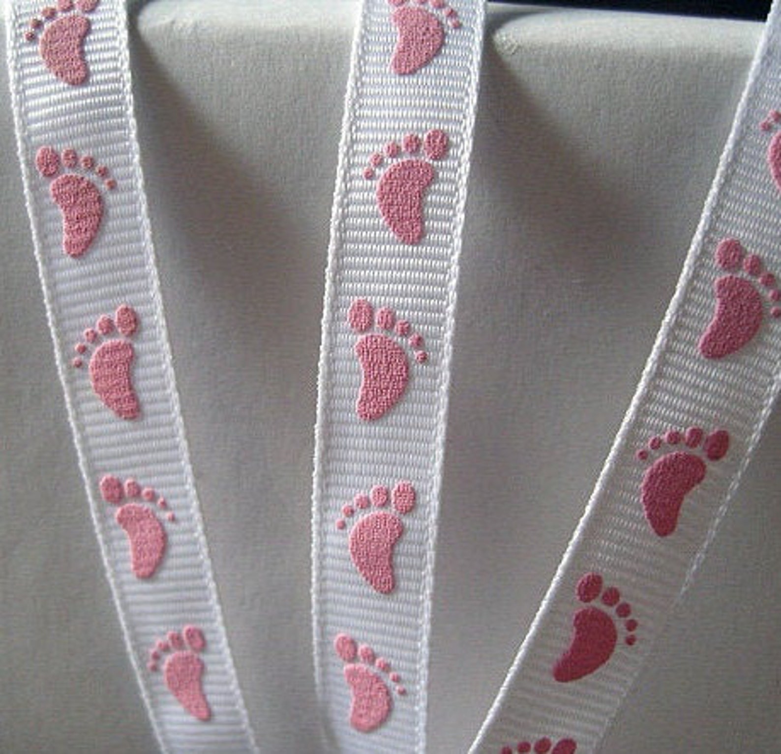 BABY SHOWER Ribbon Pink or Light Blue "footprint" Pattern - Cute! - 3/8 ...