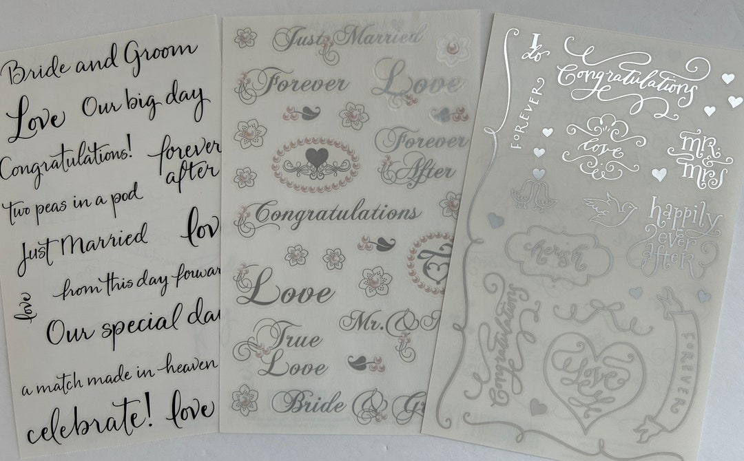 Wedding Scrapbook Stickers Elegant Stickers for Bride, Bridal Shower ...