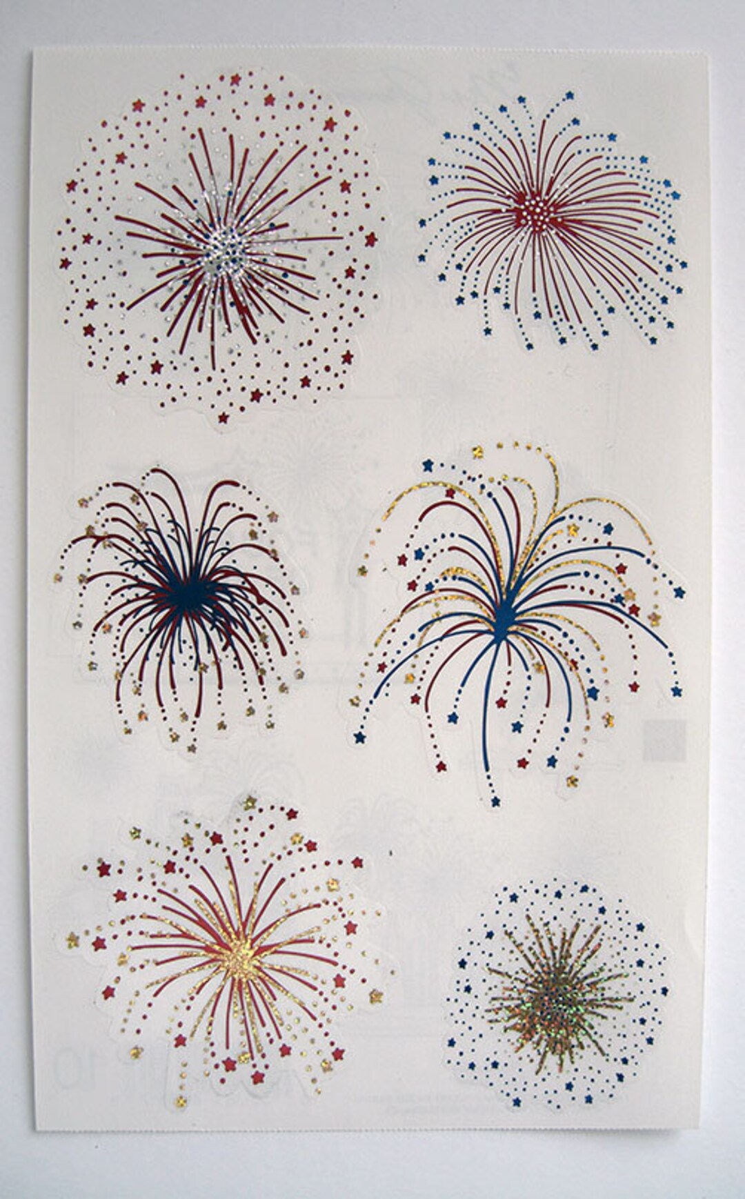 FIREWORKS Stickers Mrs. Grossman's Sticker Sparkly Red & Blue Fireworks ...